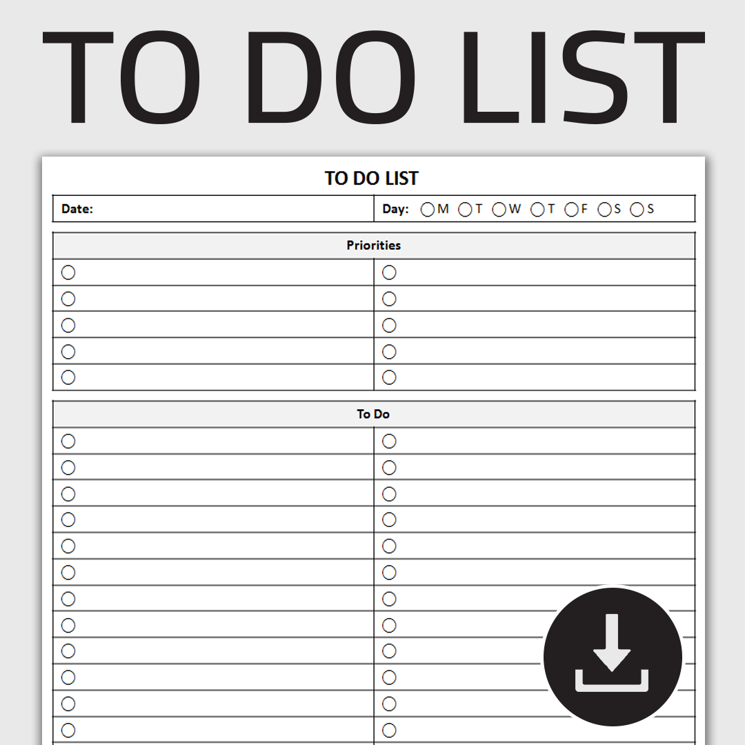 Printable to Do List, Daily Weekly To-Do Checklist, Daily Ta | Inspire ...