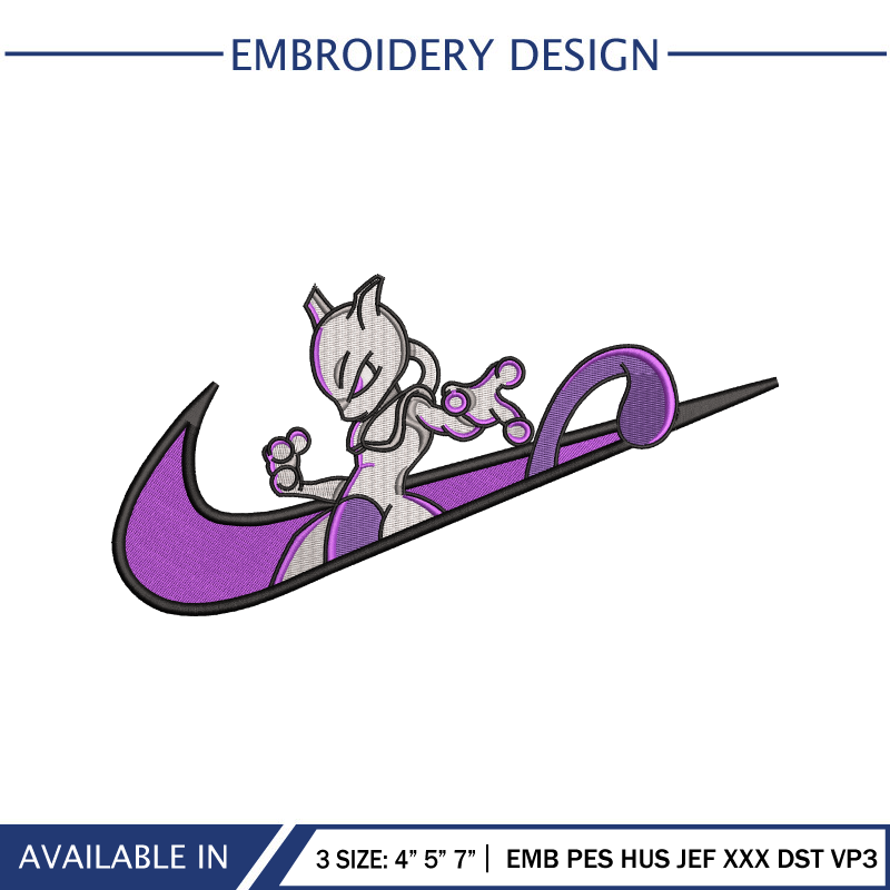 MEWTWO Nike Fashion Logo Embroidery Design Download | Inspire Uplift