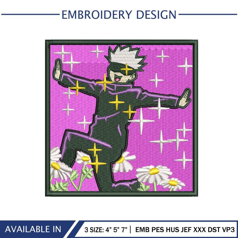 Meme Gojo Satoru Embroidery Design Instant Download File | Inspire Uplift