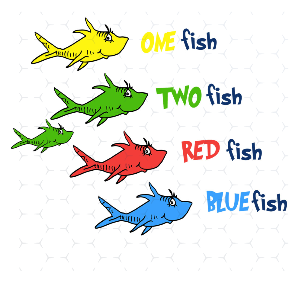 One Fish Two Fish Red Fish Blue Fish Svg, Dr Seuss Svg, Cat | Inspire ...