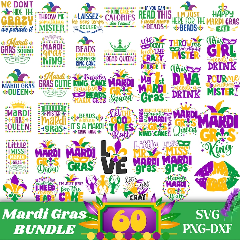 Mardi Gras SVG Bundle, Mardi Gras Clipart, Carnival svg silh - Inspire ...