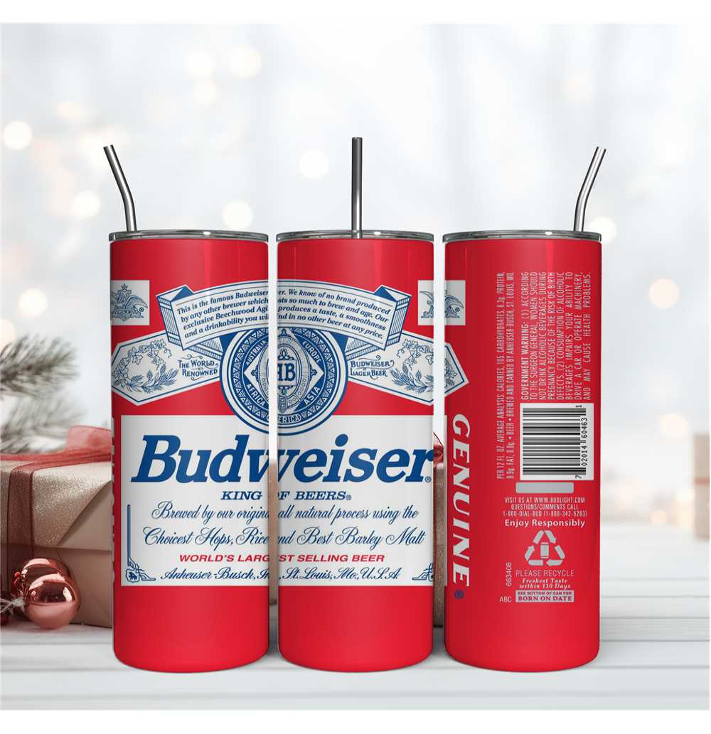Budweiser 20Oz Tumbler Wrap Sublimation Design, Beer Brand T | Inspire ...