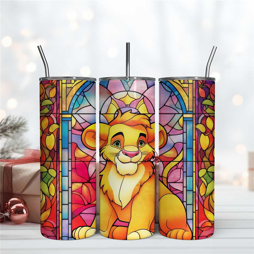 Lion King Simba 20oz Skinny Tumbler Wrap PNG, Stained Glass | Inspire ...