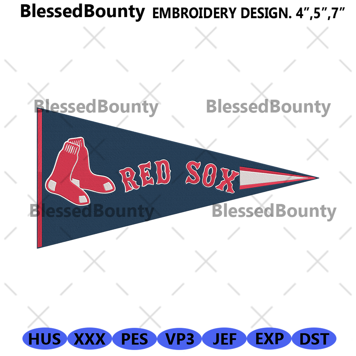 Boston Red Sox Mini Pennant Logo Embroidery Design Download | Inspire ...