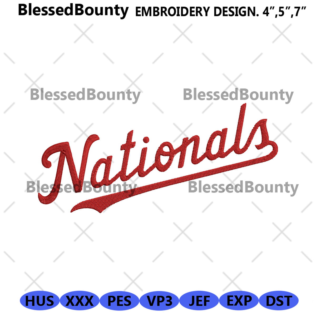 Nationals MLB Team Logo Embroidery Design File | Inspire Uplift