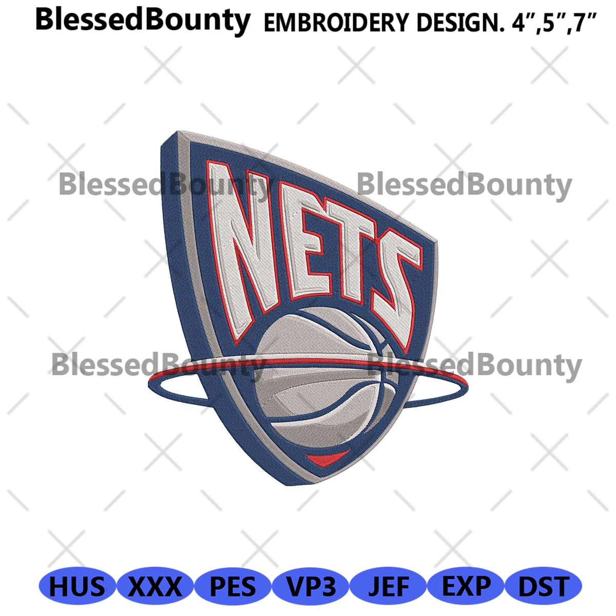 NBA Brooklyn Nets Machine Embroidery Instant Digital File, B | Inspire ...