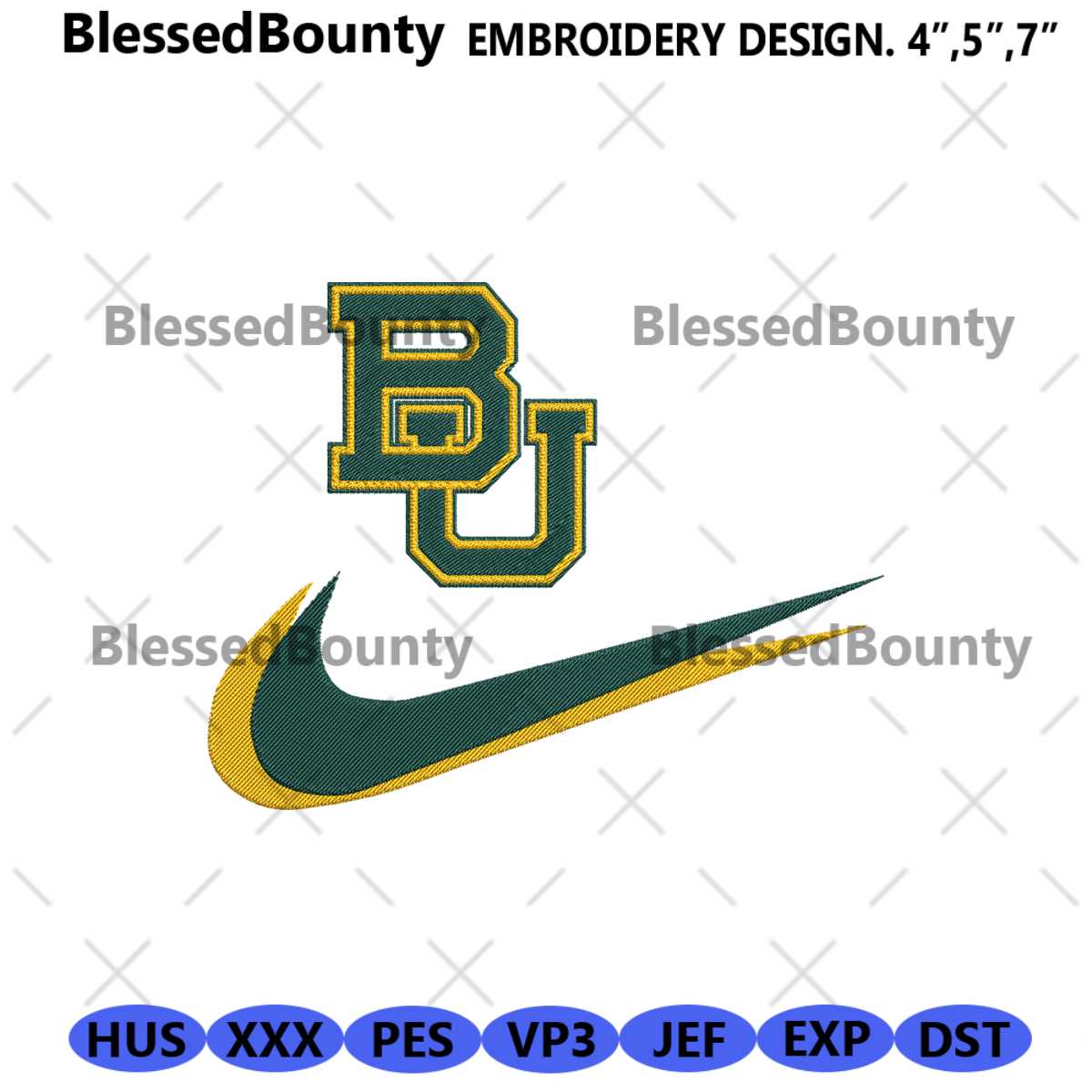 Baylor Bears Double Swoosh Nike Logo Embroidery Design File | Inspire ...