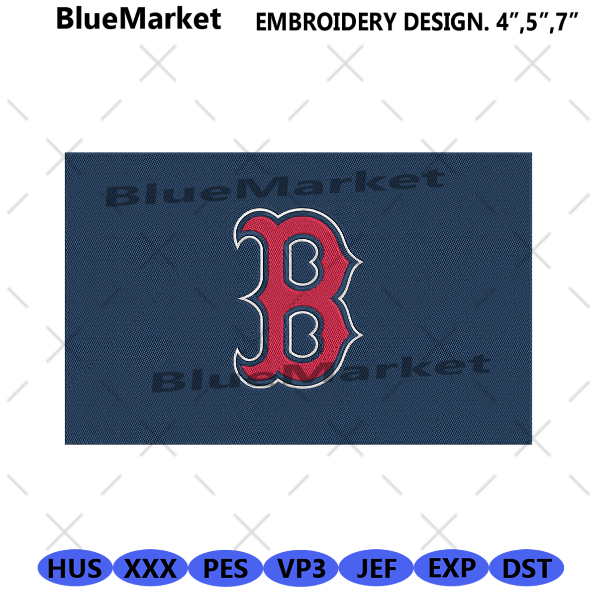 Boston Red Sox Letter B Rectangle Background Machine Embroid | Inspire ...