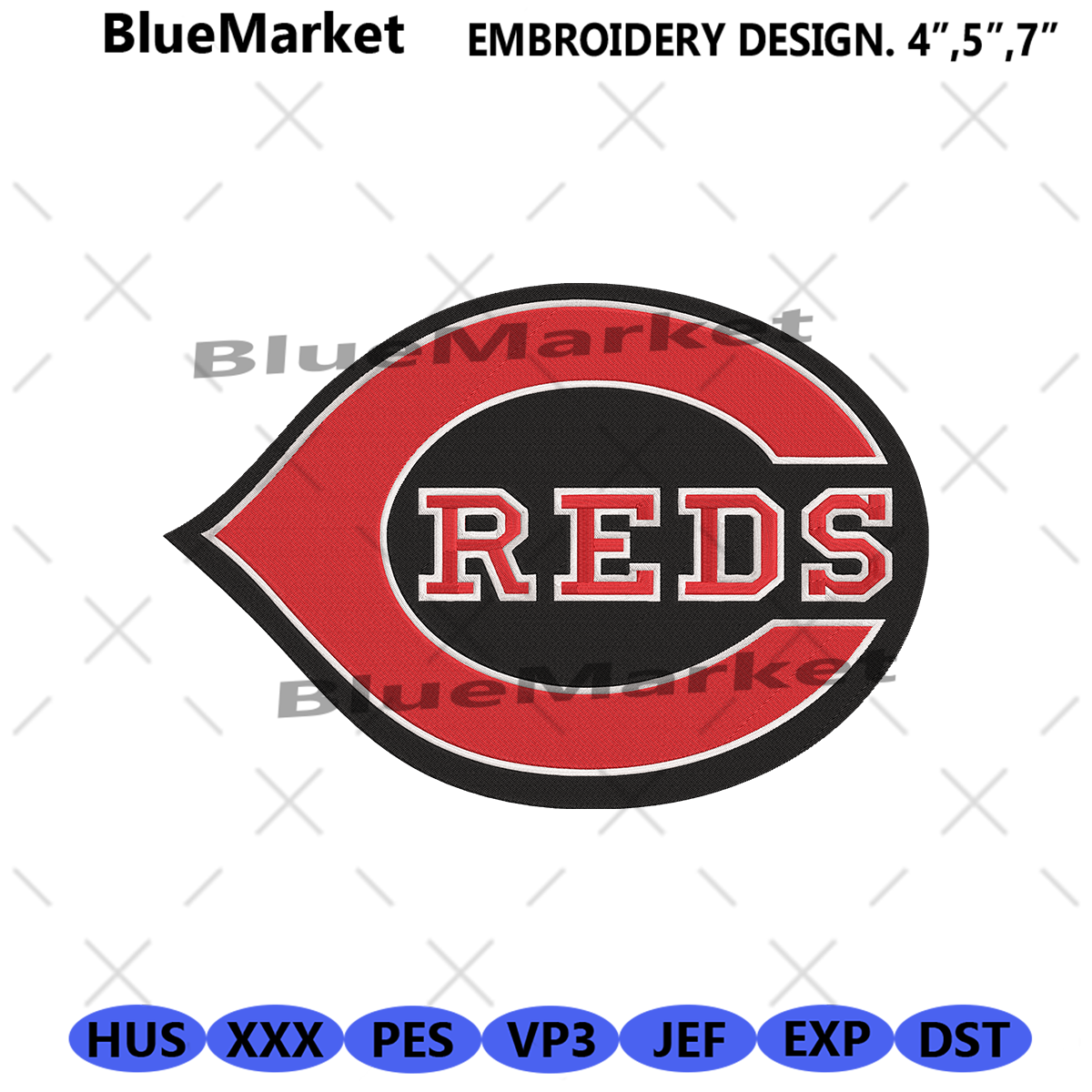 Cincinnati Reds Black And Red Transparent Logo Machine Embro | Inspire ...