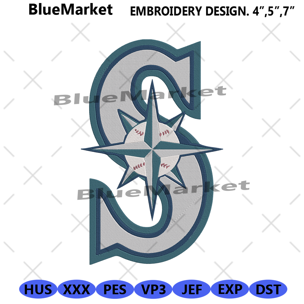 Seattle Mariners logo MLB Embroidery Design | Inspire Uplift