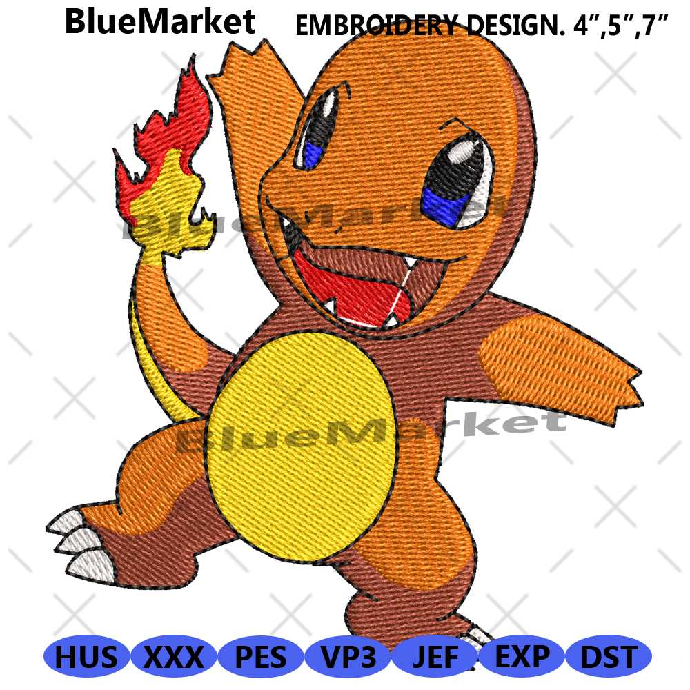 Charmander Pokemon Anime Embroidery Design Hitokage Embroide | Inspire ...