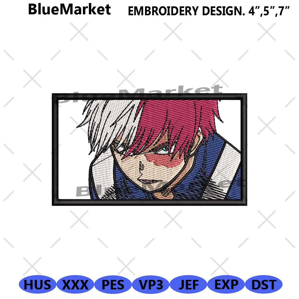Todoroki Shouto Face Embroidery Design My Hero Academia File | Inspire ...