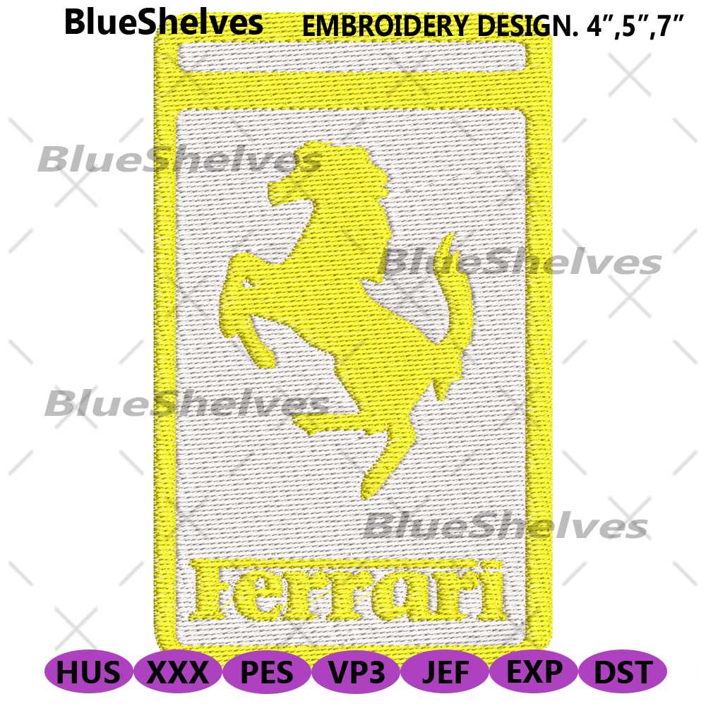Golden Ferrari Embroidery Logo Design Brand Car Brand Embori | Inspire ...