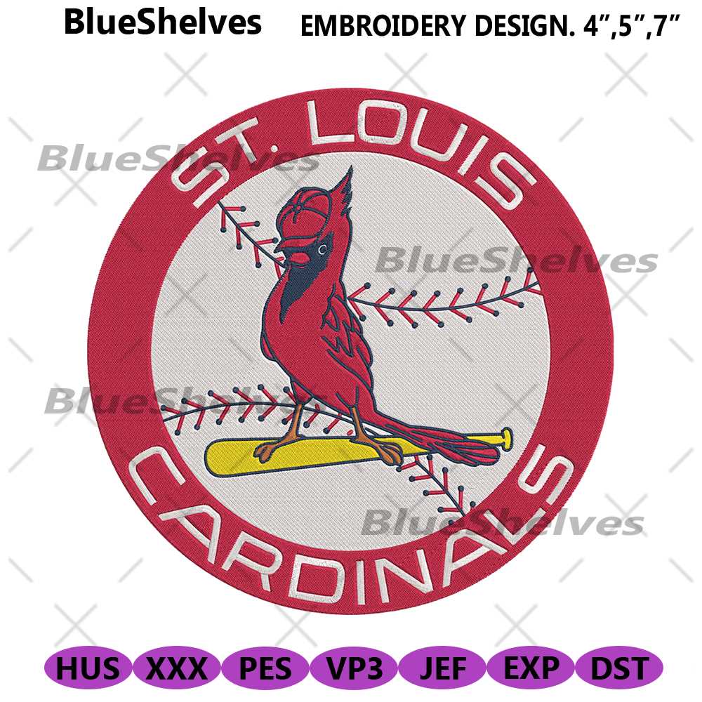 St Louis Vintage Logo Machine Embroidery File, Cardinals Bas | Inspire ...