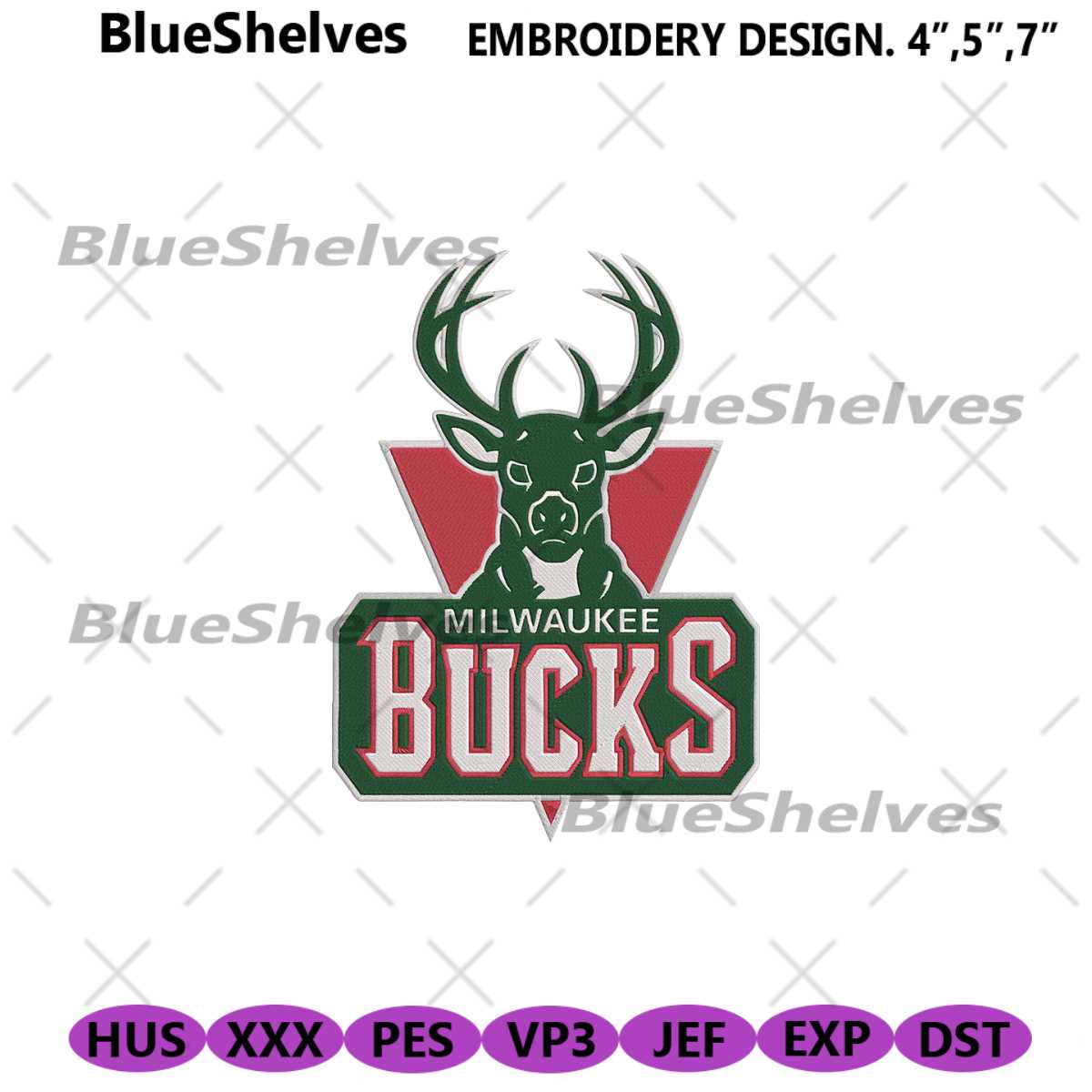 NBA Milwaukee Bucks Logo Machine Embroidery Files, Milwaukee | Inspire ...