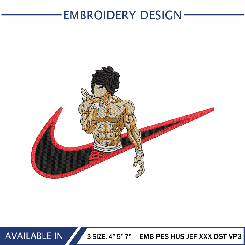 BAKI Power Nike Logo Embroidery Design Baki Hanma Anime Desi | Inspire ...