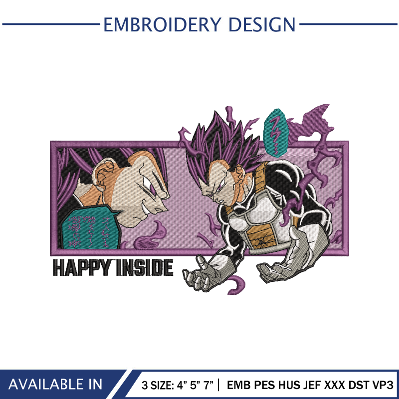 Vegeta Happy Inside Embroidery Design Dragon Ball Embroidery - Inspire ...