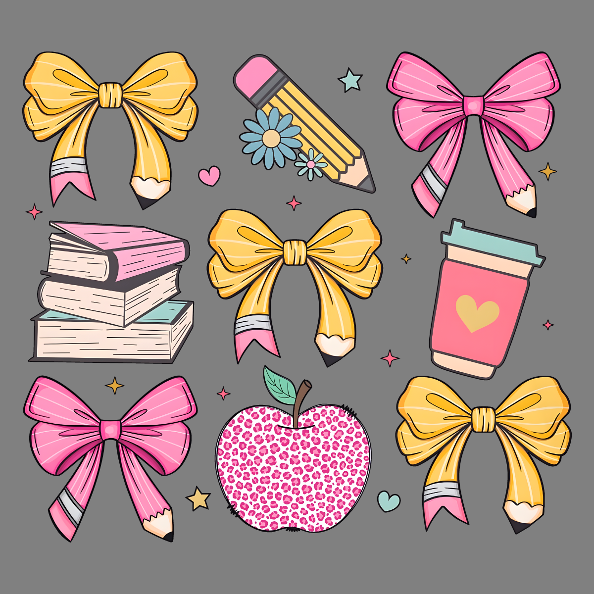 Coquette Teacher Cute Pencil Bow PNG Digital Download Files | Inspire ...
