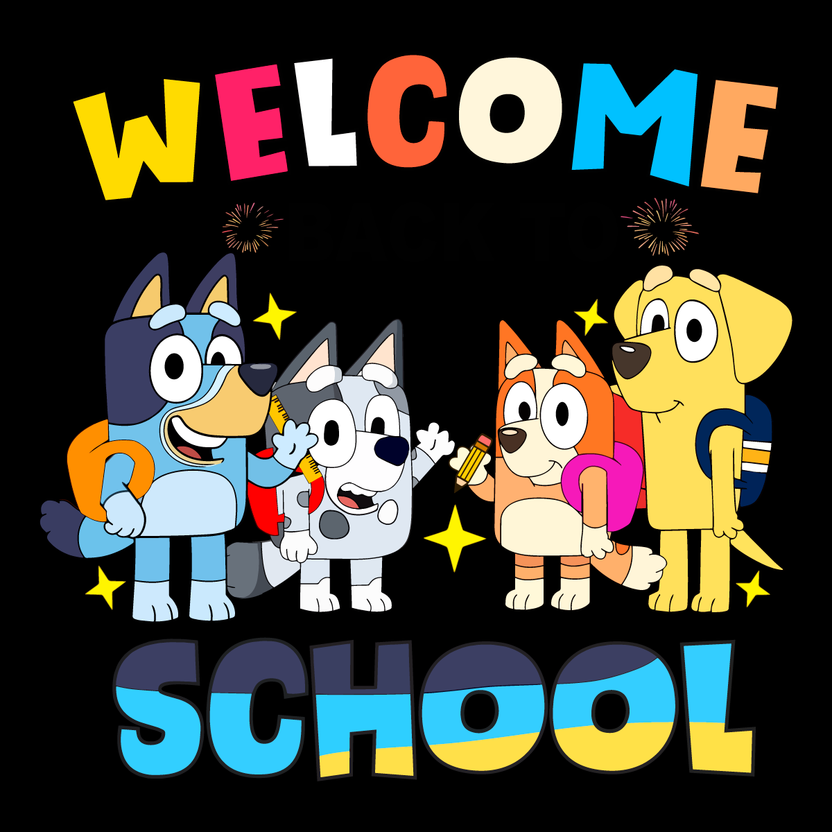 Bluey Friends Welcome Back To School PNG | Inspire Uplift