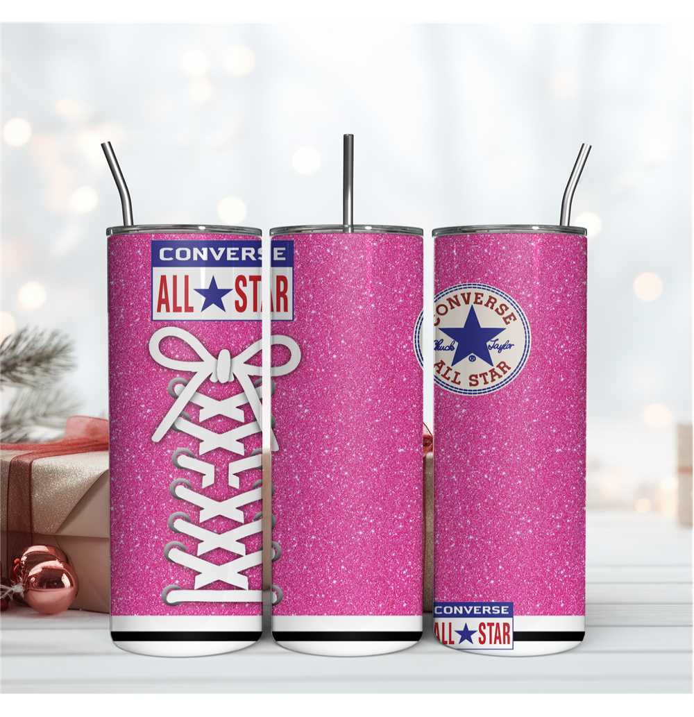 Glitter Pink Converse Shoes 20Oz Tumbler Wrap Sublimation De | Inspire ...