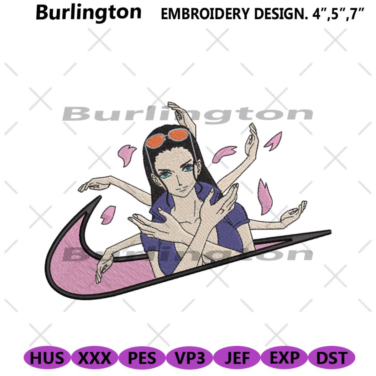 Nike x Nico Robin Skill Anime One Piece Embroidery File | Inspire Uplift