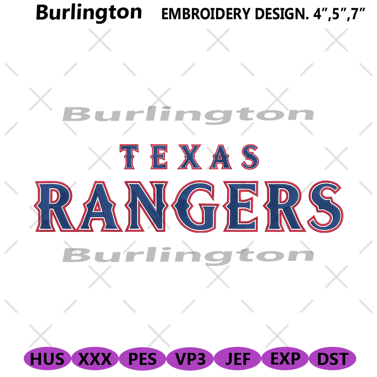 Texas Rangers Wordmark Logo Embroidery Design File | Inspire Uplift
