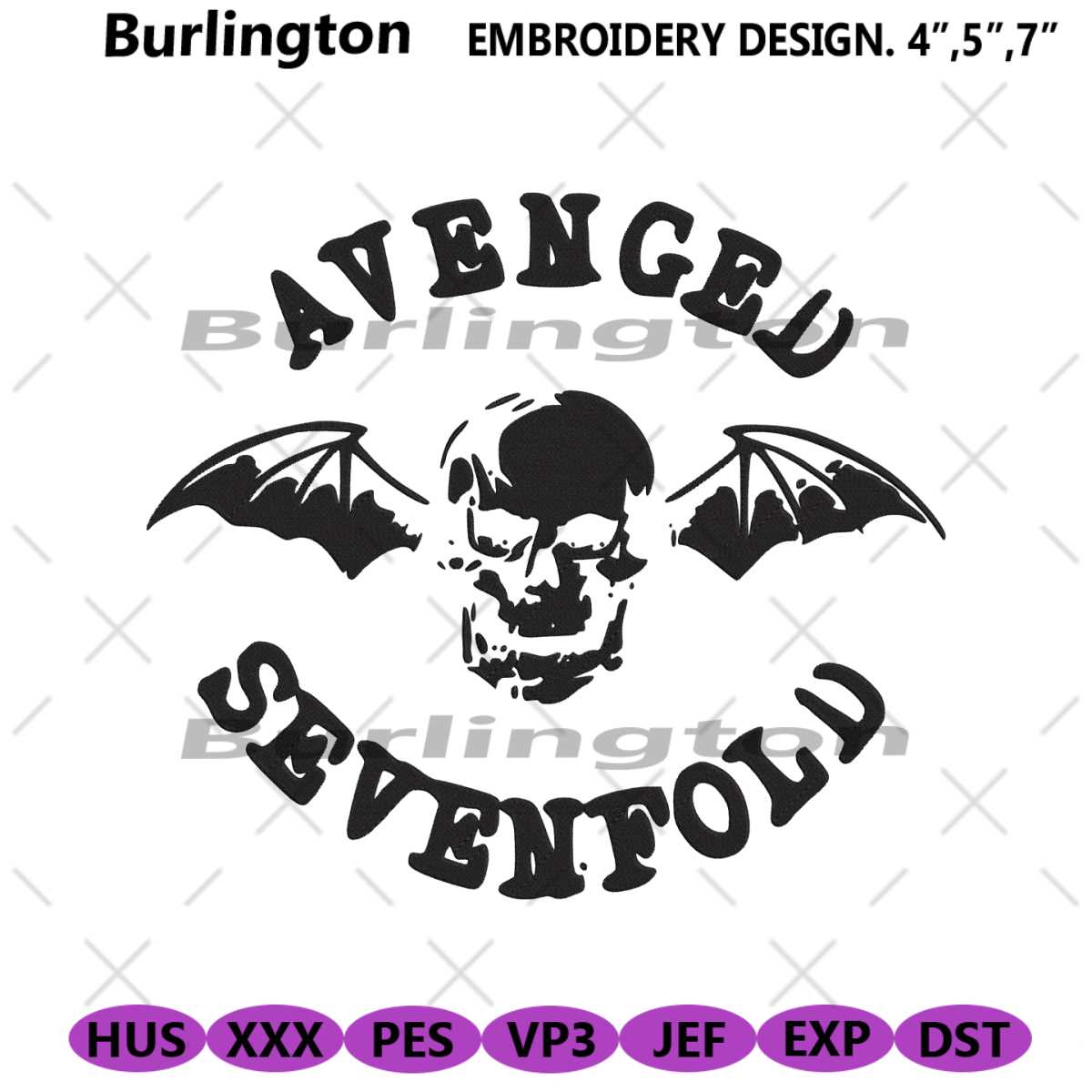 Avenged Sevenfold Logo Rock Band Embroidery Design Download | Inspire ...