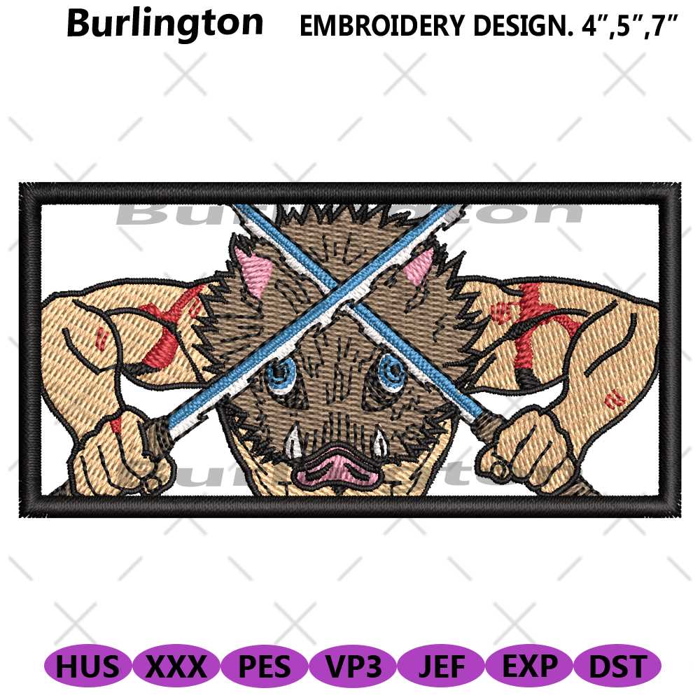 Inosuke Hashibira Come To Fight Embroidery Design Kimetsu No - Inspire ...