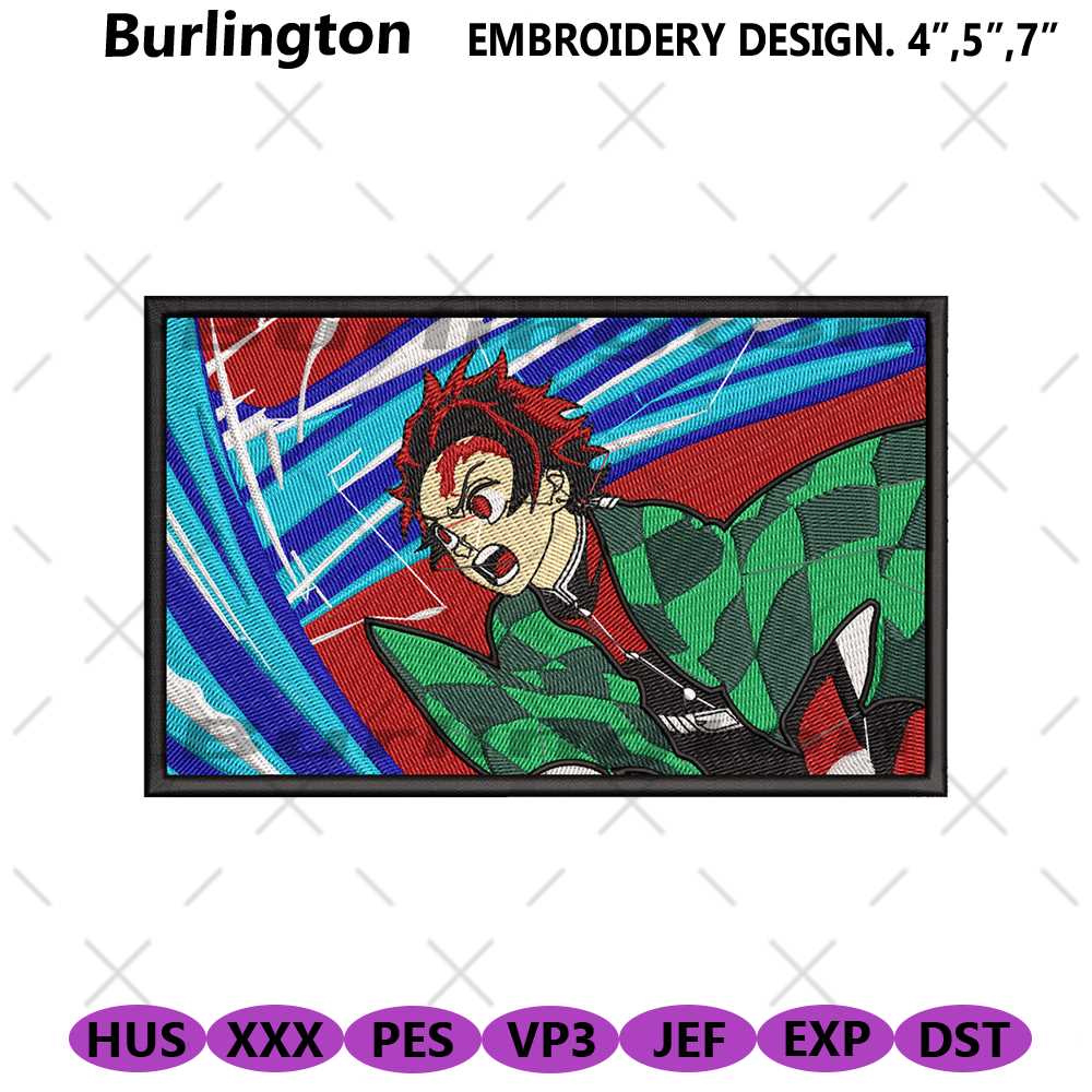 Waves Art Kamado Tanjiro Embroidery Design Download File | Inspire Uplift