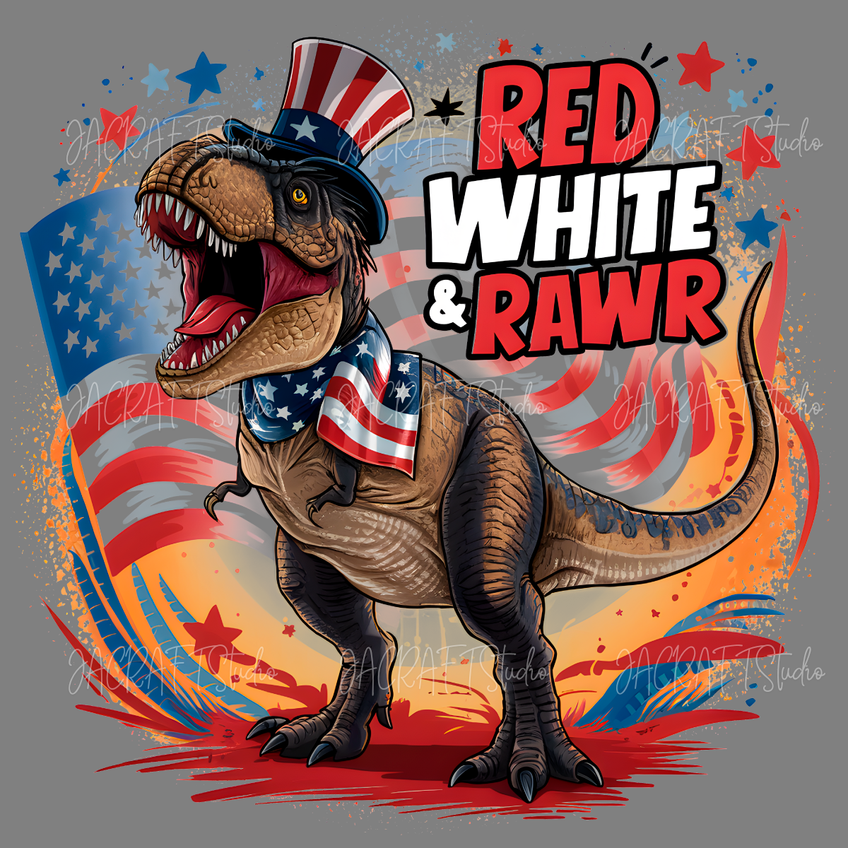 Tyrannosaurus Rex Red White And Rawr PNG | Inspire Uplift