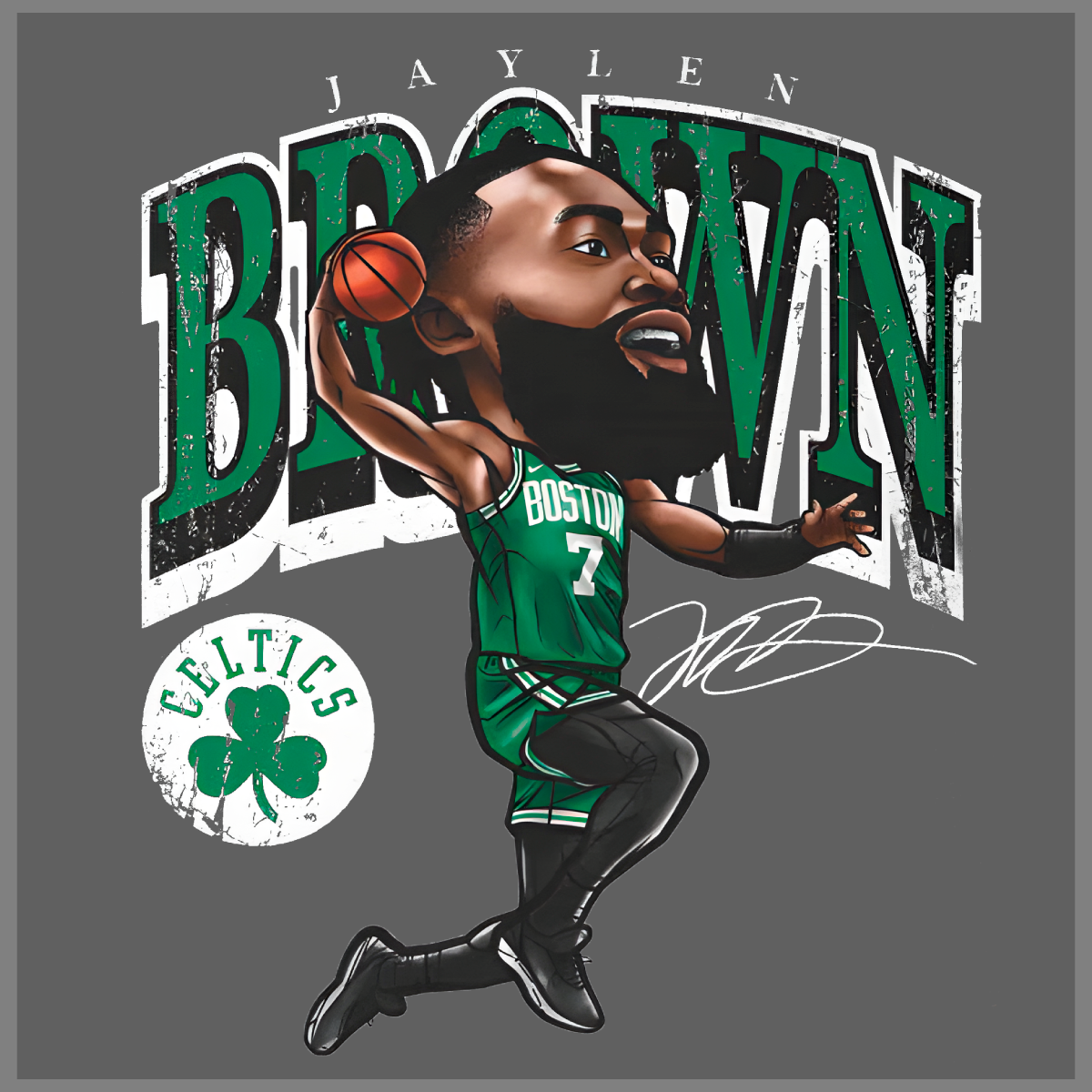 Jaylen Brown Boston Celtics Cartoon PNG Digital Download Fil | Inspire ...