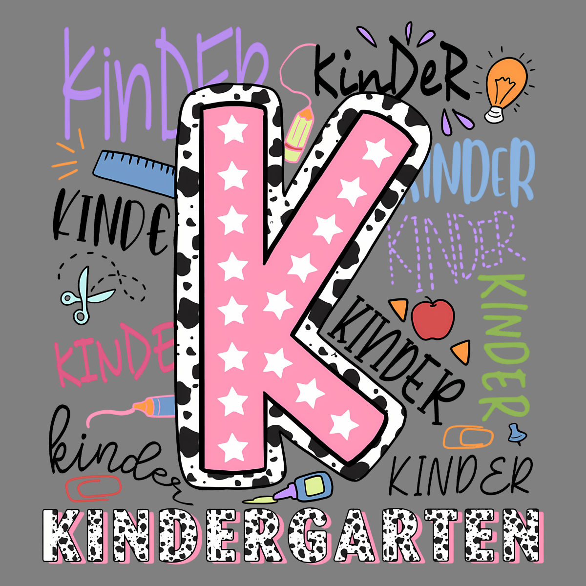 Groovy Kindergarten Back To School Doodle SVG | Inspire Uplift
