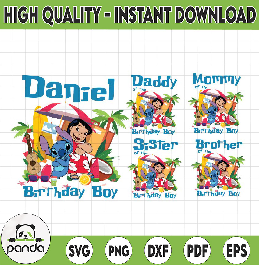Personalized Name And Age Lilo and Stitch Png, Family Birthd - Inspire ...