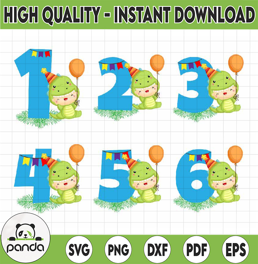 Dinosaur Birthday Party Numbers, Dinosaur t rex Numbers SVG, - Inspire ...