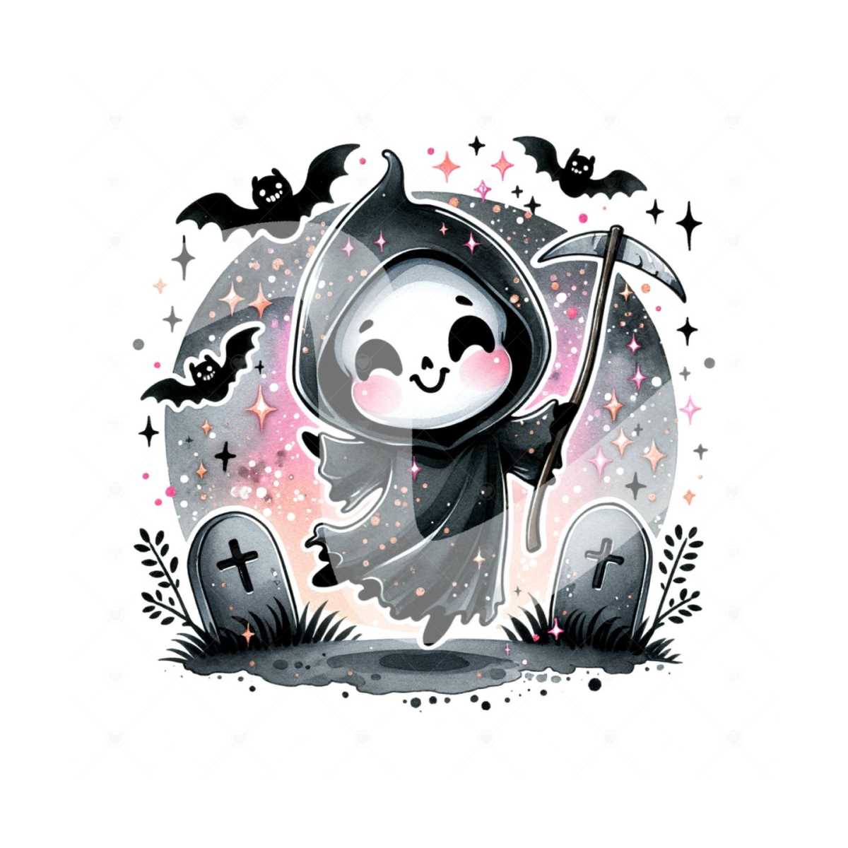 Cute Halloween Grim Reaper Svg, Spooky Graveyard Clipart, Ha | Inspire ...