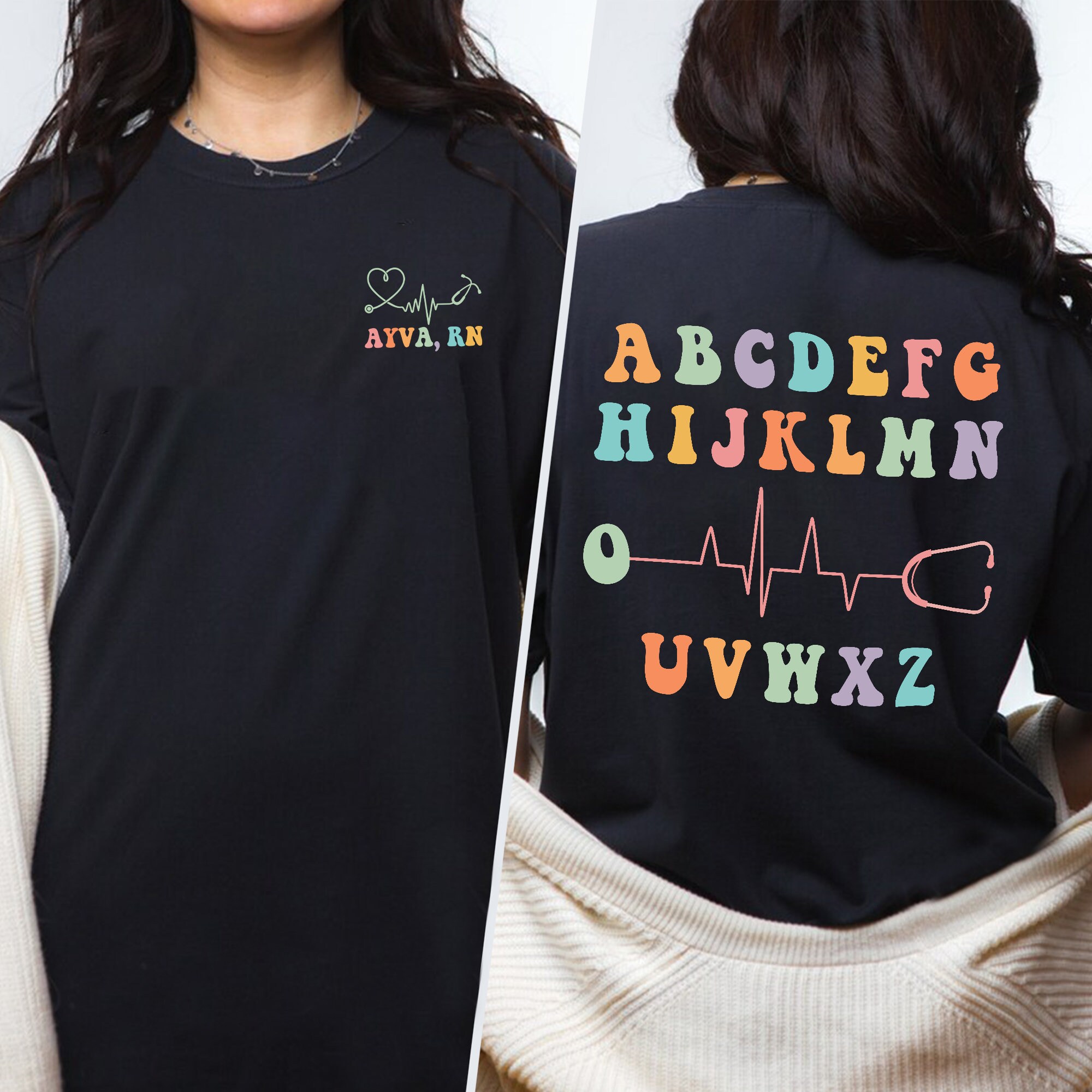 Nurse Alphabet Shirt, Heartbeat Alphabet Shirt | Inspire Uplift