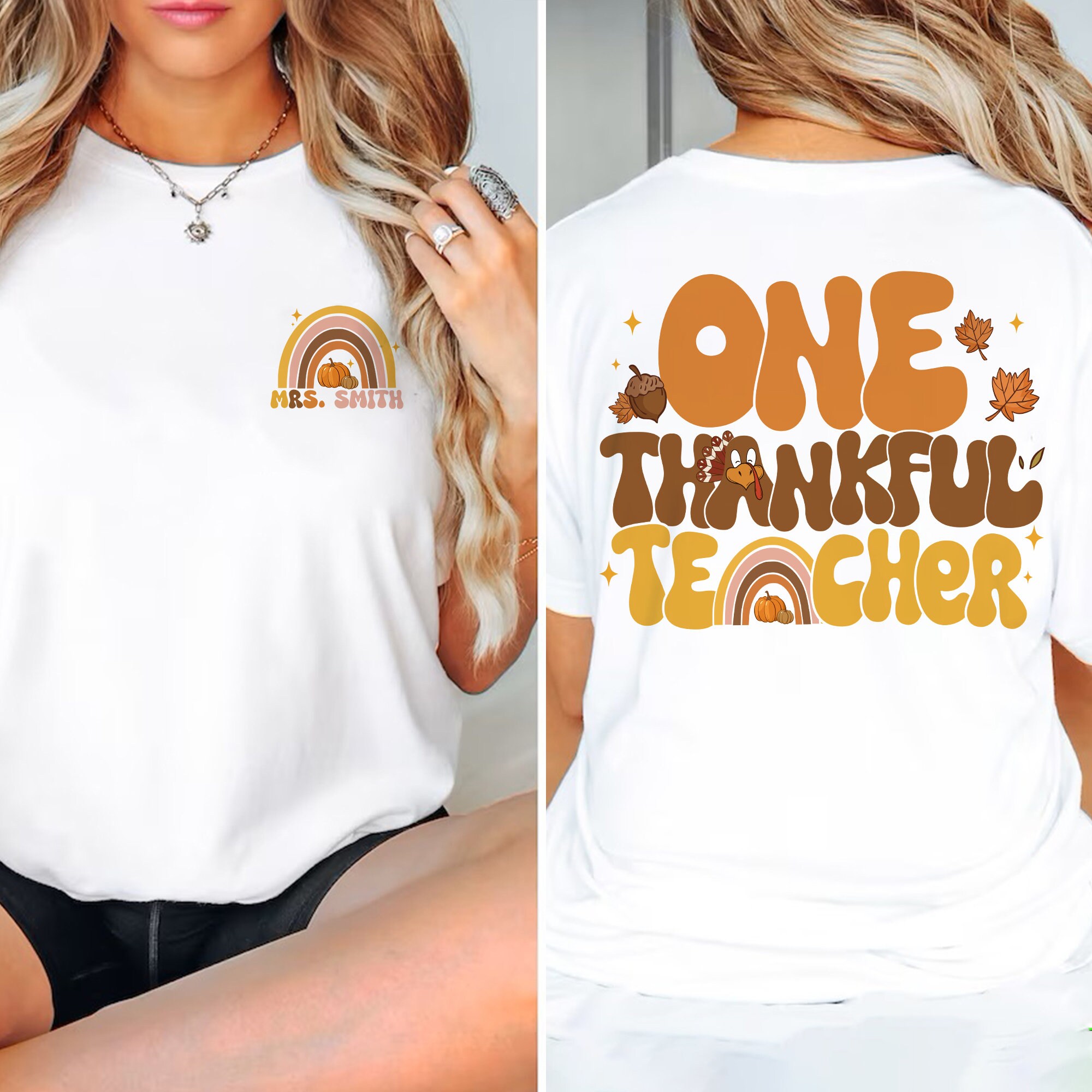 One Thankful Teacher Shirt, Custom Teacher Thanksgiving Shir | Inspire ...