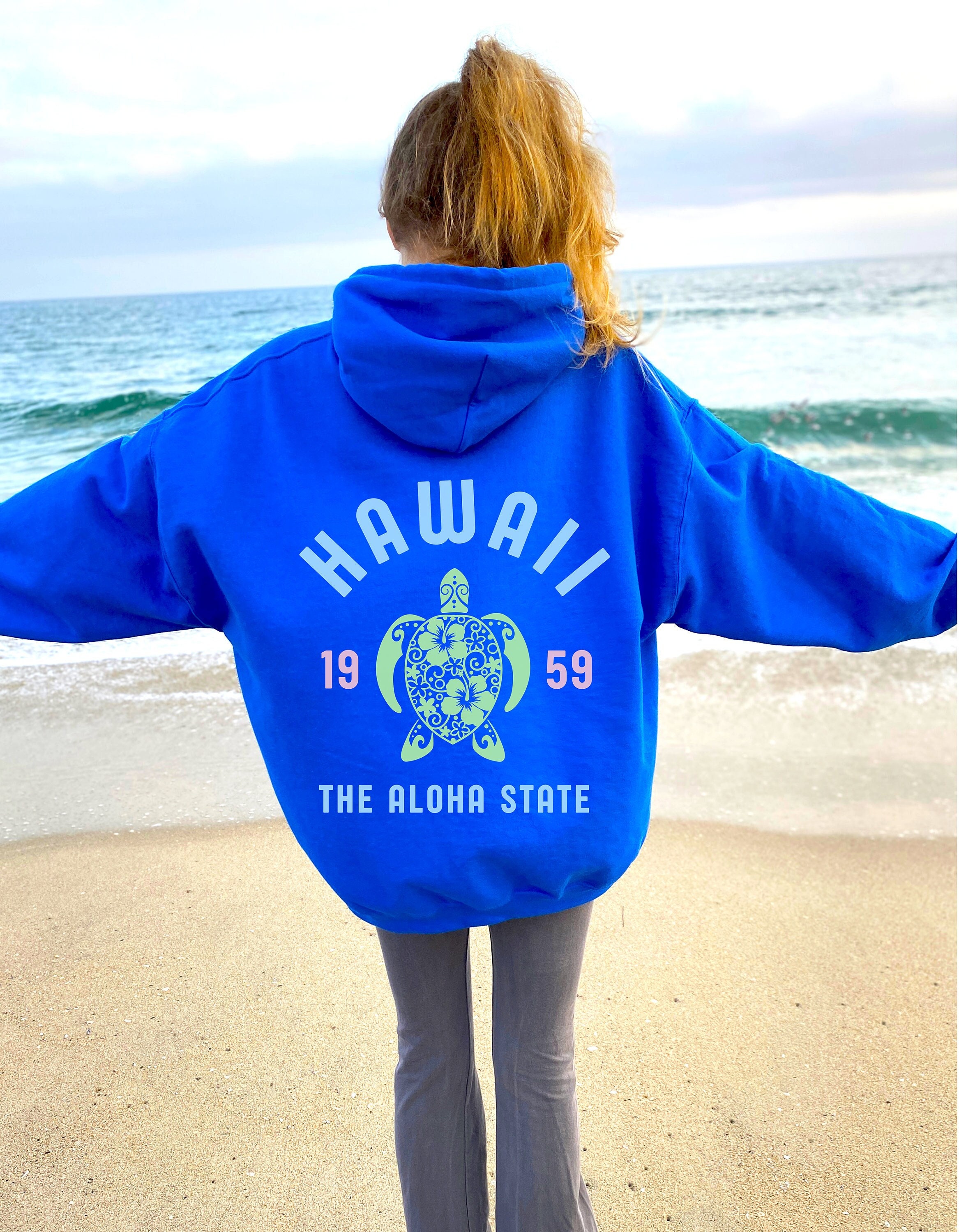 Hawaii Sweatshirt Hawaii Beach Hoodie Coconut Girl Sea Turtl | Inspire ...
