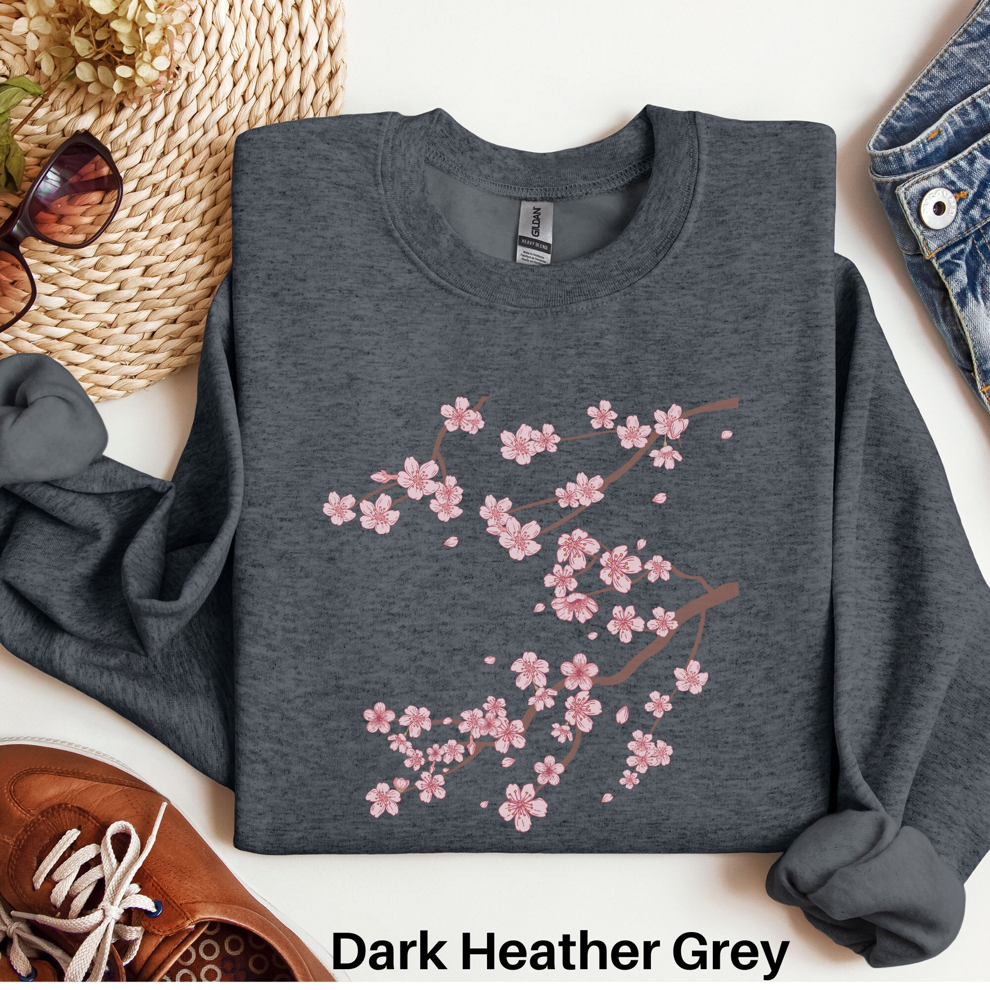 Pink Cherry Blossom Sweatshirt, Sakura Sweater, Japanese Shi - Inspire ...