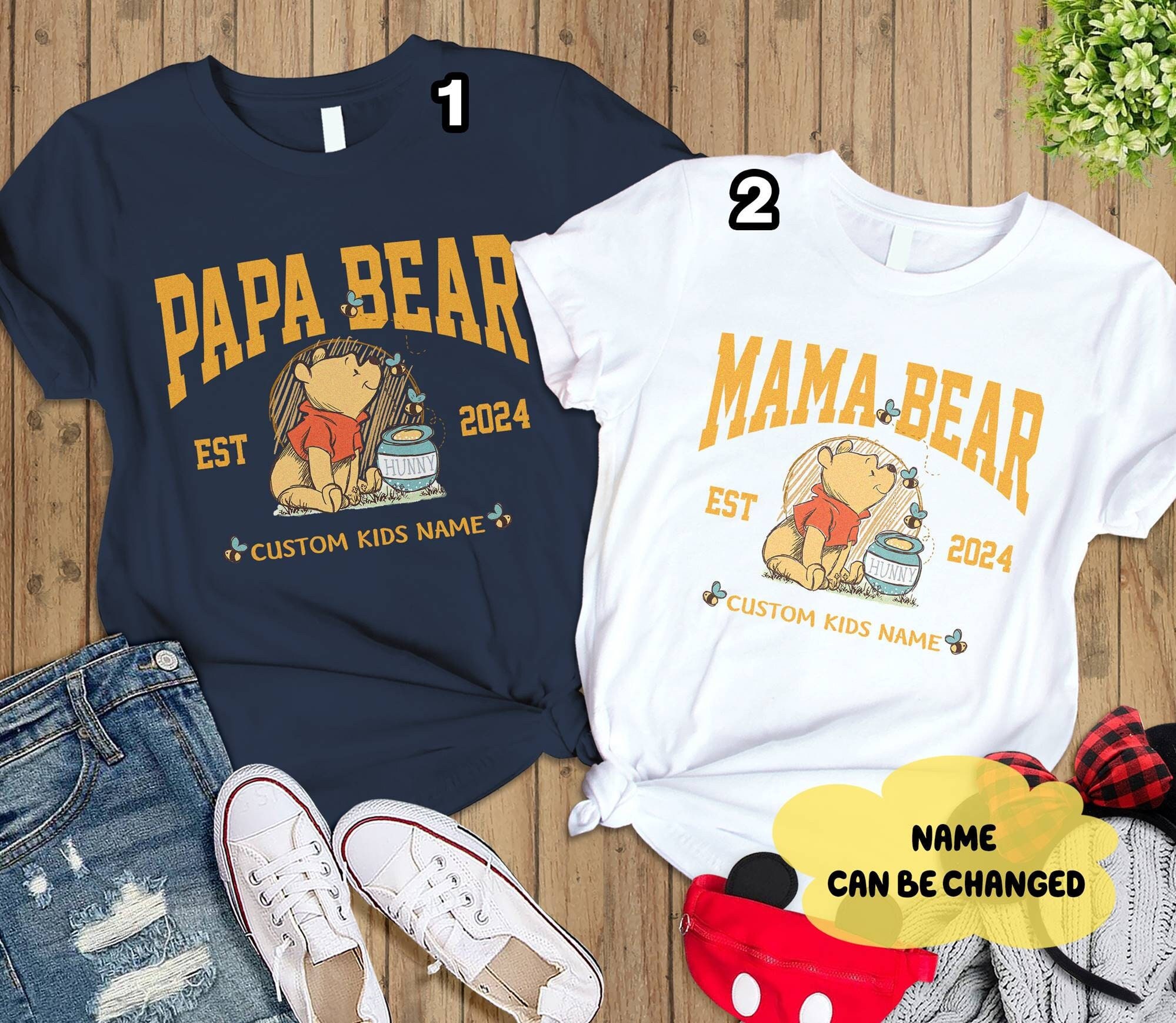 Personalized Winnie The Pooh Papa Mama Bear Matching Shirts, | Inspire ...