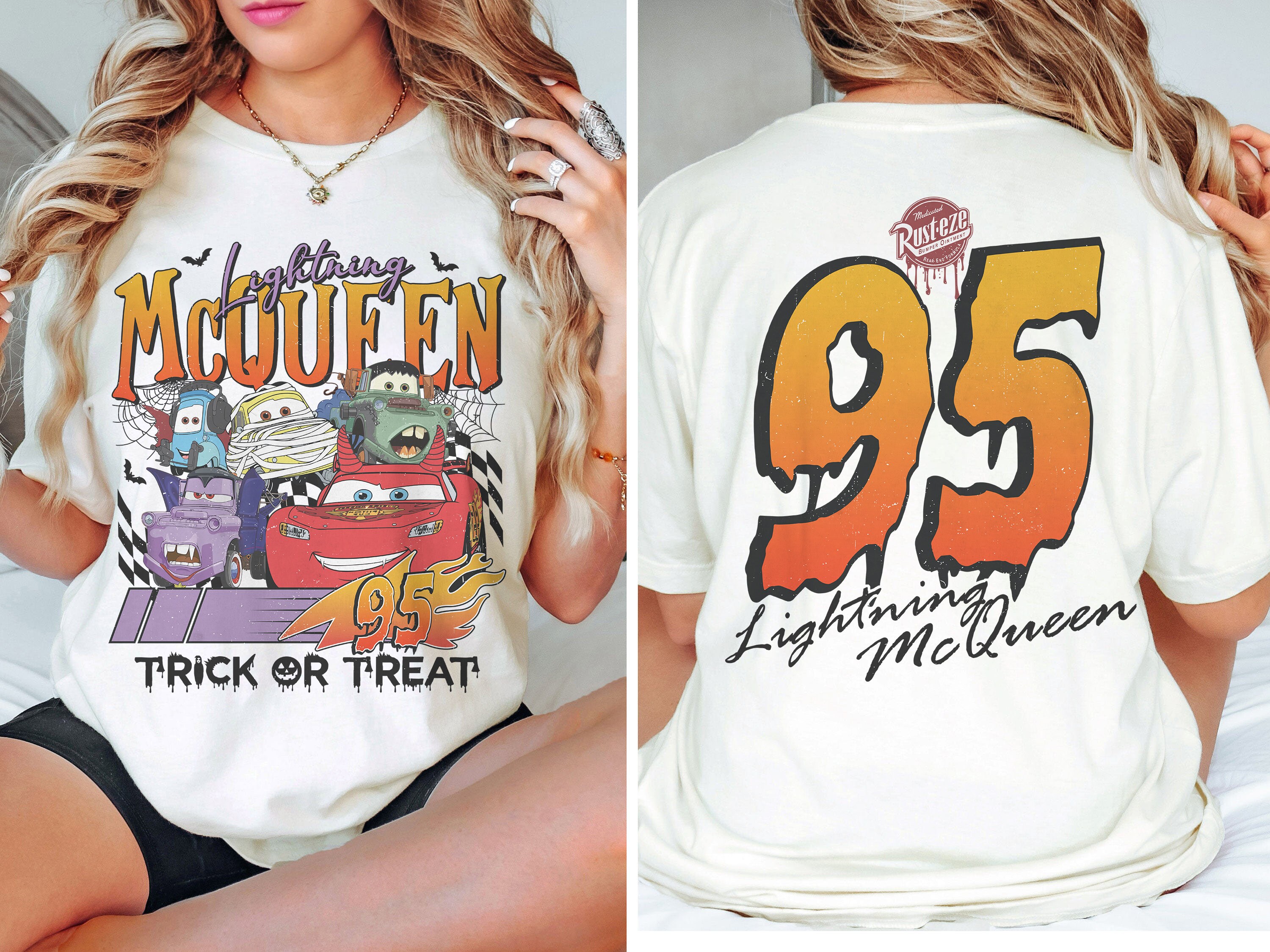 Retro Lightning McQueen Halloween 2 Side Shirt, Disney Cars | Inspire ...