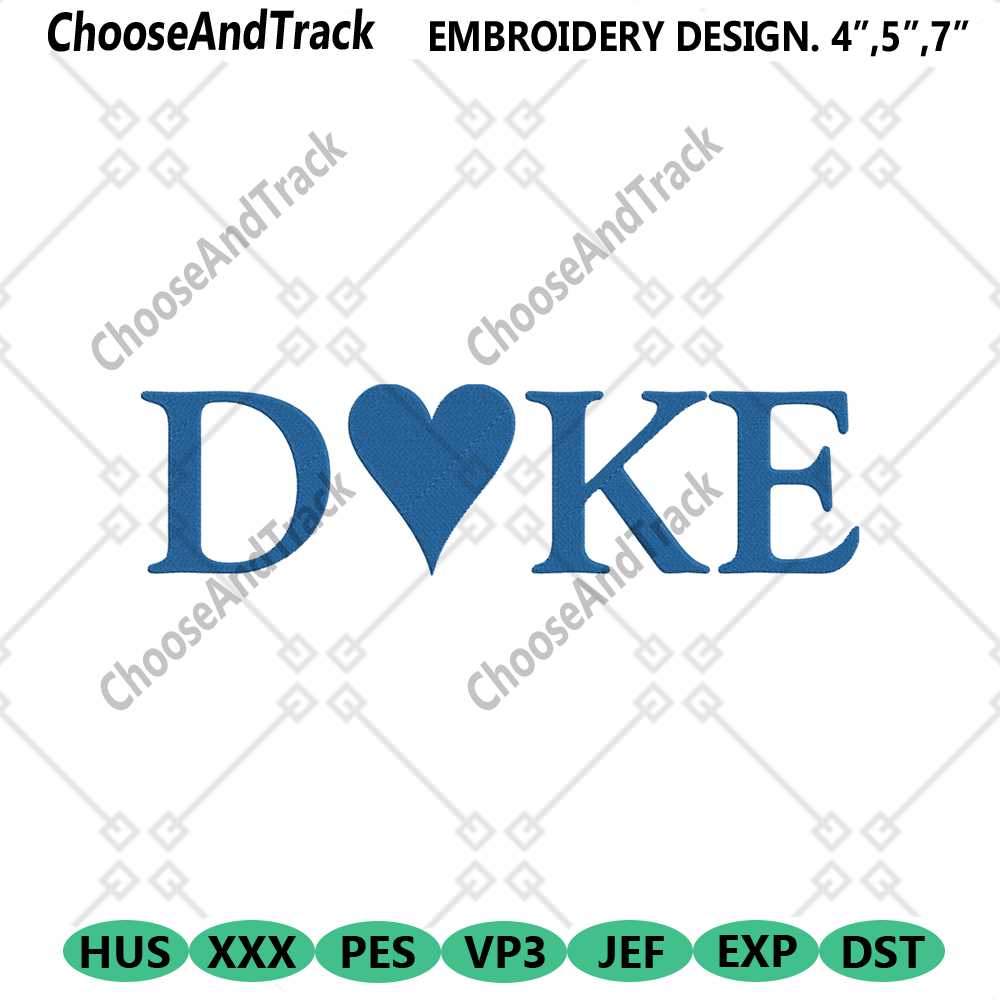 NCAA Duke Wordmark Logo Embroidery, Duke Heart Logo Machine | Inspire ...