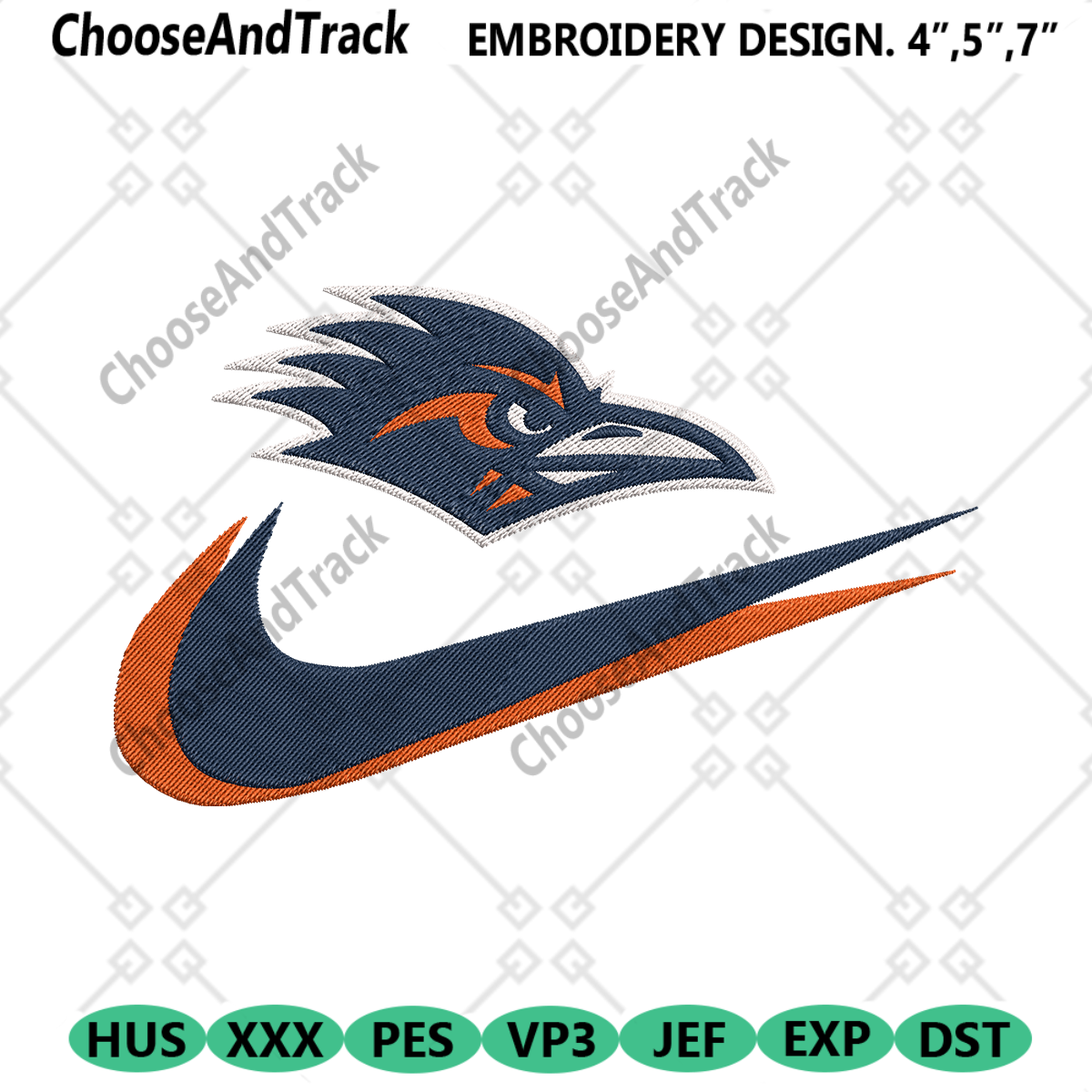UTSA Roadrunners Double Swoosh Nike Logo Embroidery Design F | Inspire ...