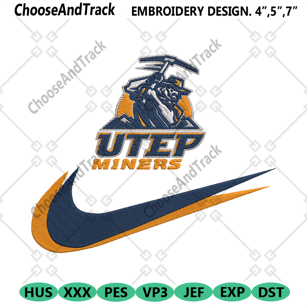 UTEP Miners Double Swoosh Nike Logo Embroidery Design File | Inspire Uplift