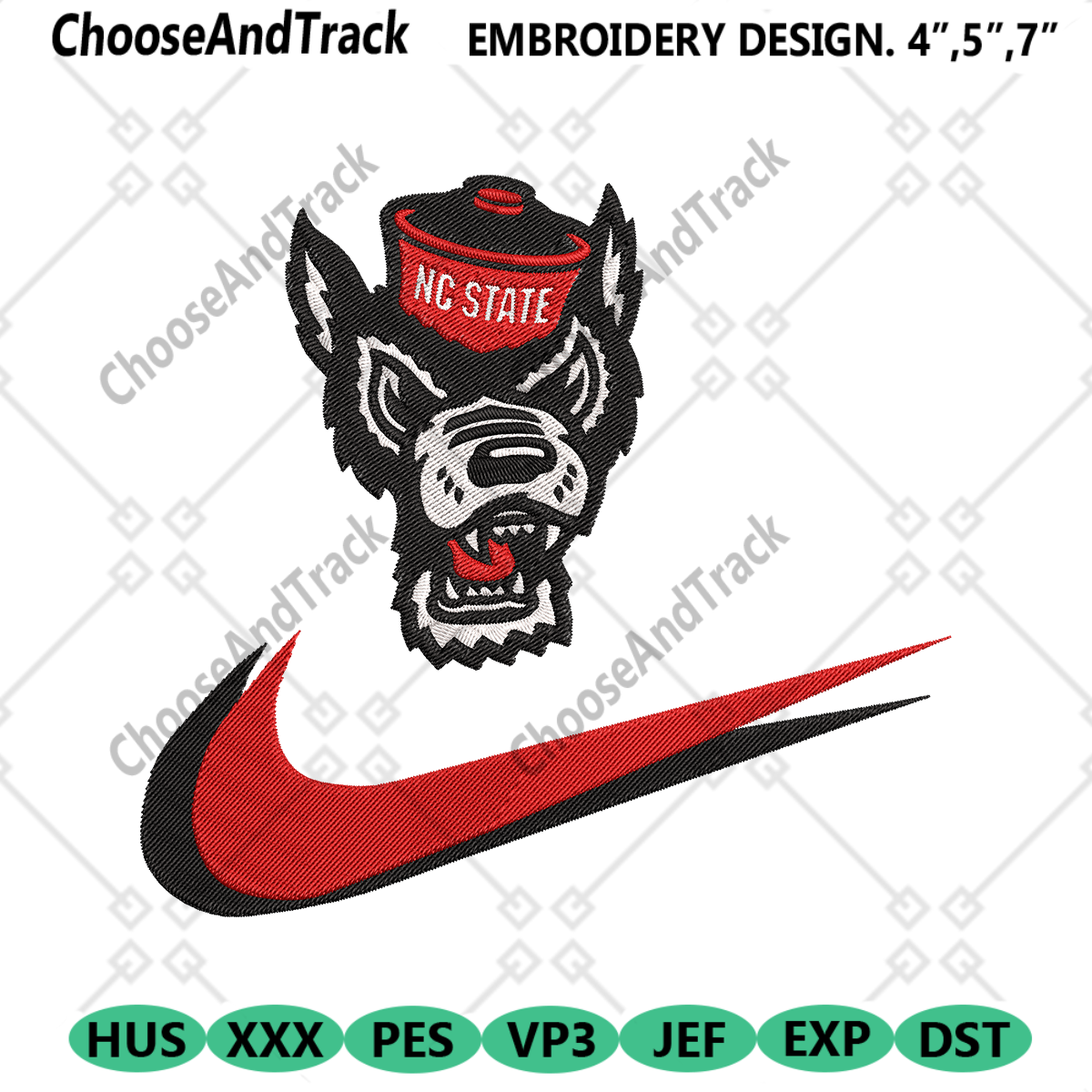 NC State Wolfpack Double Swoosh Nike Logo Embroidery Design | Inspire ...