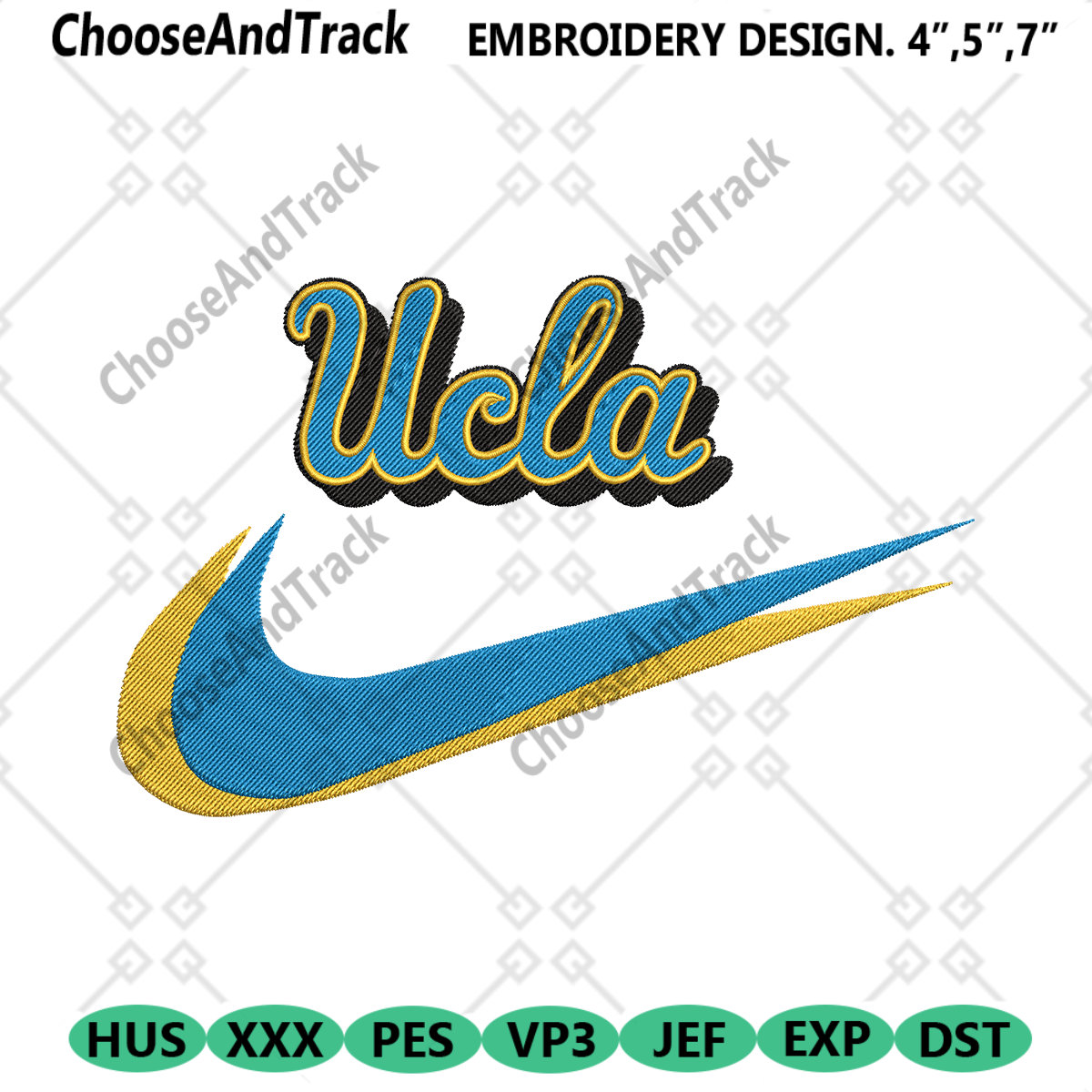 UCLA Bruins Double Swoosh Nike Logo Embroidery Design File | Inspire Uplift