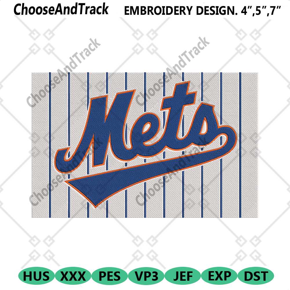 Mets Wordmark Logo Embroidery, Mets Baseball Logo Machine Em | Inspire ...