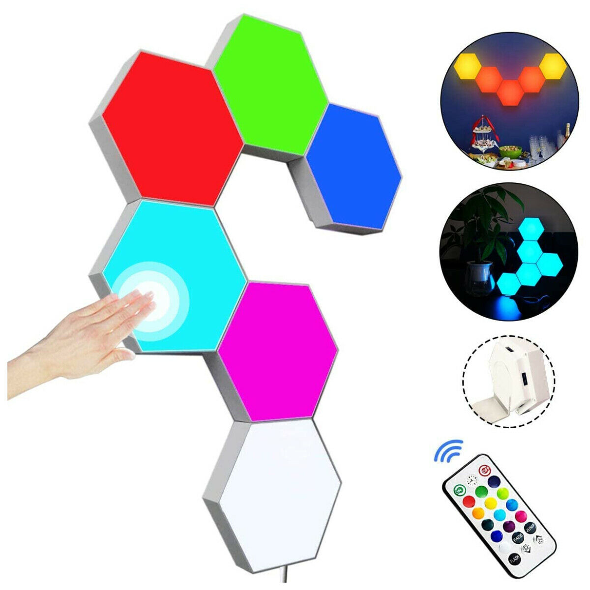 Honeycomb RGB LED Wall Lamp Hexagon Panel (Set of 6) | Inspire Uplift