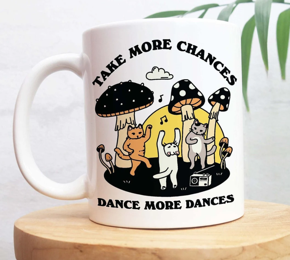 Dancing Cats Coffee Mug, Positive Quote Ceramic Cup, Cat Lov | Inspire ...