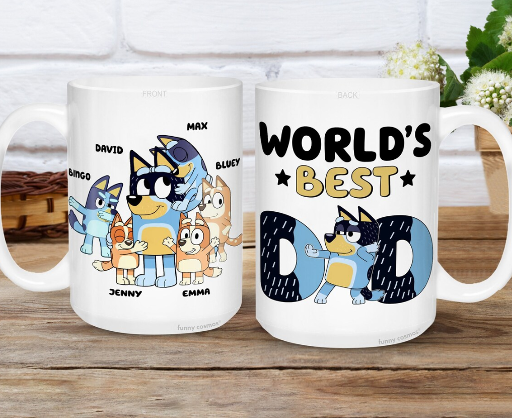 Personalized Bluey World's Best Dad Mug, Bluey Dad Mug, Blue | Inspire ...